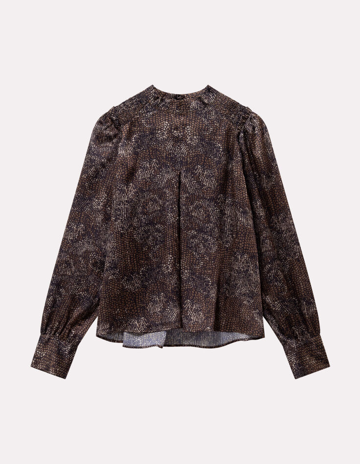 CLARICE - Blouse noire imprimé python One Step
